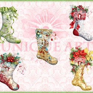 Christmas Stocking, Winter Themed Watercolor Clipart Bundle, HQ ...
