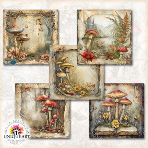 Vintage Fairytale Mushrooms, Printable 25 JPG Image, Scrapbook Pages ...