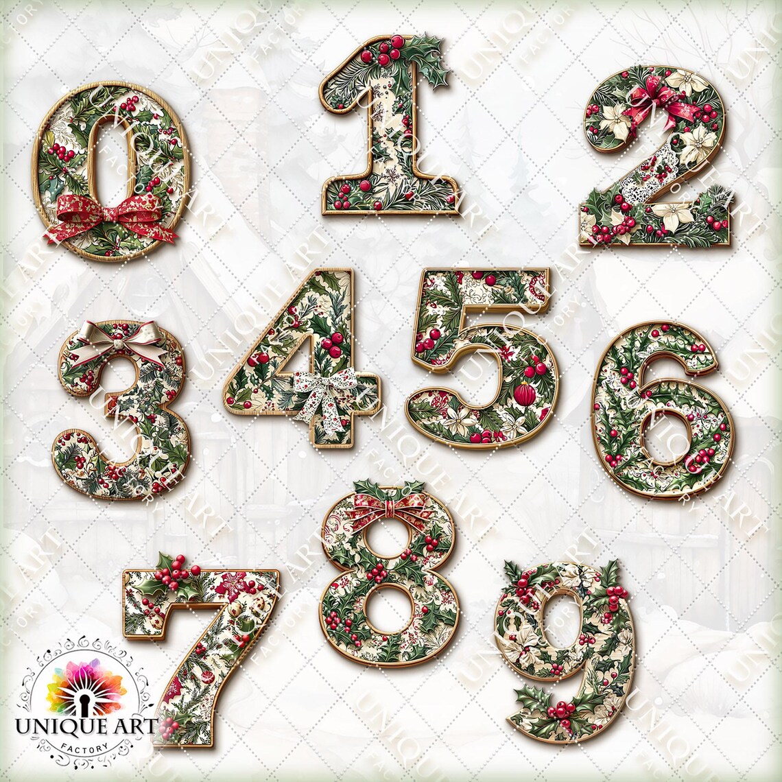 Christmas Wooden Alphabet and Numbers, Watercolor Letter Clipart Bundle ...