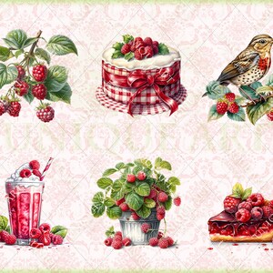 Raspberry Love Raspberry Themed Watercolor Clipart Bundle, HQ Printable ...
