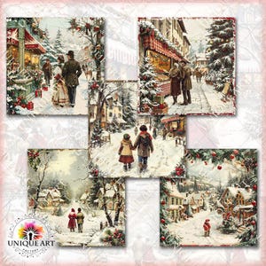 Christmas People on the Street, Printable Digital Images HQ 23 JPG ...