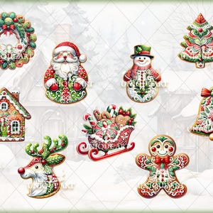 Christmas Fancy Cookies, Gingerbread Man, Winter Themed Watercolor ...