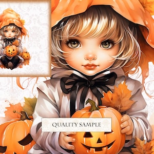 Halloween Cute Girls, Watercolor Clipart Bundle, HQ Printable, PNG ...