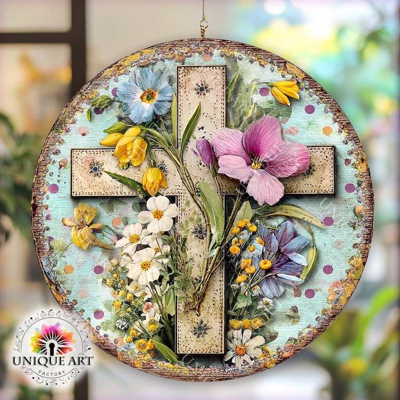 Spring Cross Round, Printable 25 PNG Clipart Image, Ornaments Gift ...