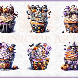 Halloween Cupcakes, Clipart Bundle, 24 HQ Printable Transparent PNG ...