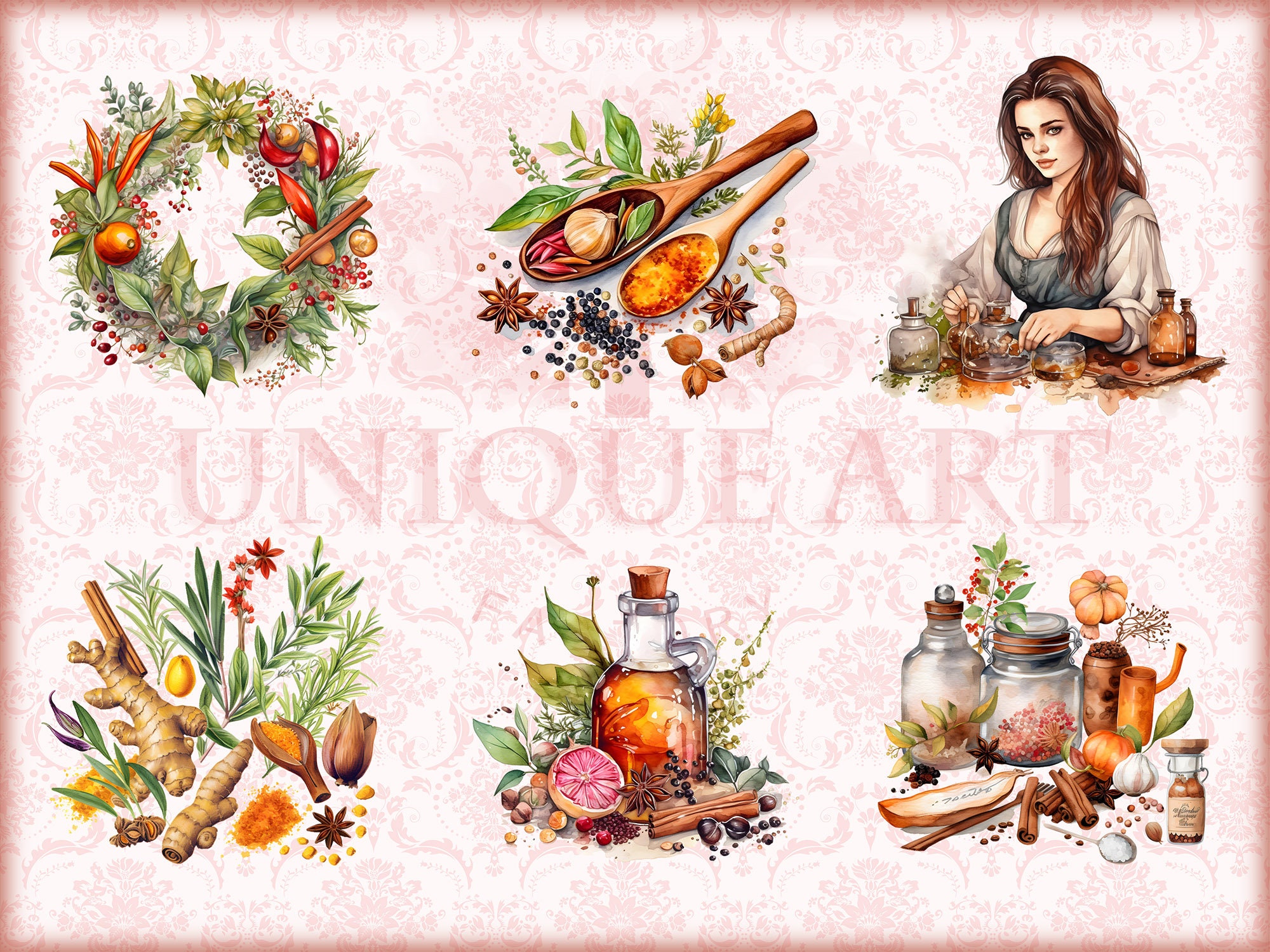 Spice and Herbs Watercolor Clipart Bundle HQ Printable PNG - Etsy