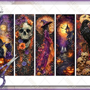 Halloween Bookmarks Vol.02, Watercolor Digital Sheets, 2x6,5 Inch 20 ...