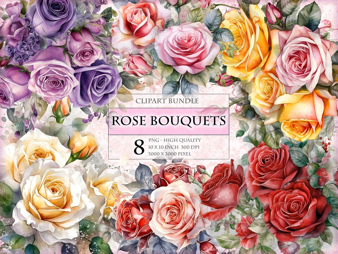 Rose Bouquets Mothers Day Special for Wedding Invitation Watercolor ...