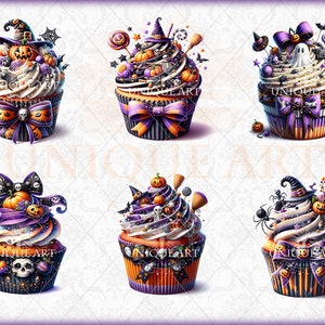Halloween Cupcakes, Clipart Bundle, 24 HQ Printable Transparent PNG ...