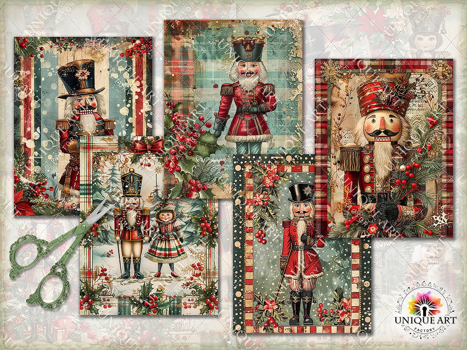 Christmas Vintage Nutcrackers, Digital Collage Sheet, Printable Pages ...