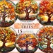 Autumn Sycamore Trees, Stained Glass Watercolor Clipart Bundle - HQ ...