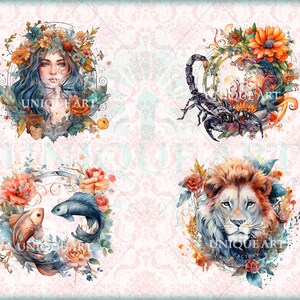 Zodiacs Horoscope Signs Astrological Watercolor Clipart Bundle HQ ...
