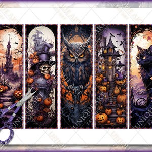 Halloween Bookmarks Vol.01, Watercolor Digital Sheets, 2x6,5 Inch 20 ...