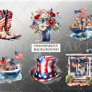 4th of July Peoples, Independence Day, Patriotic Watercolor Clipart ...