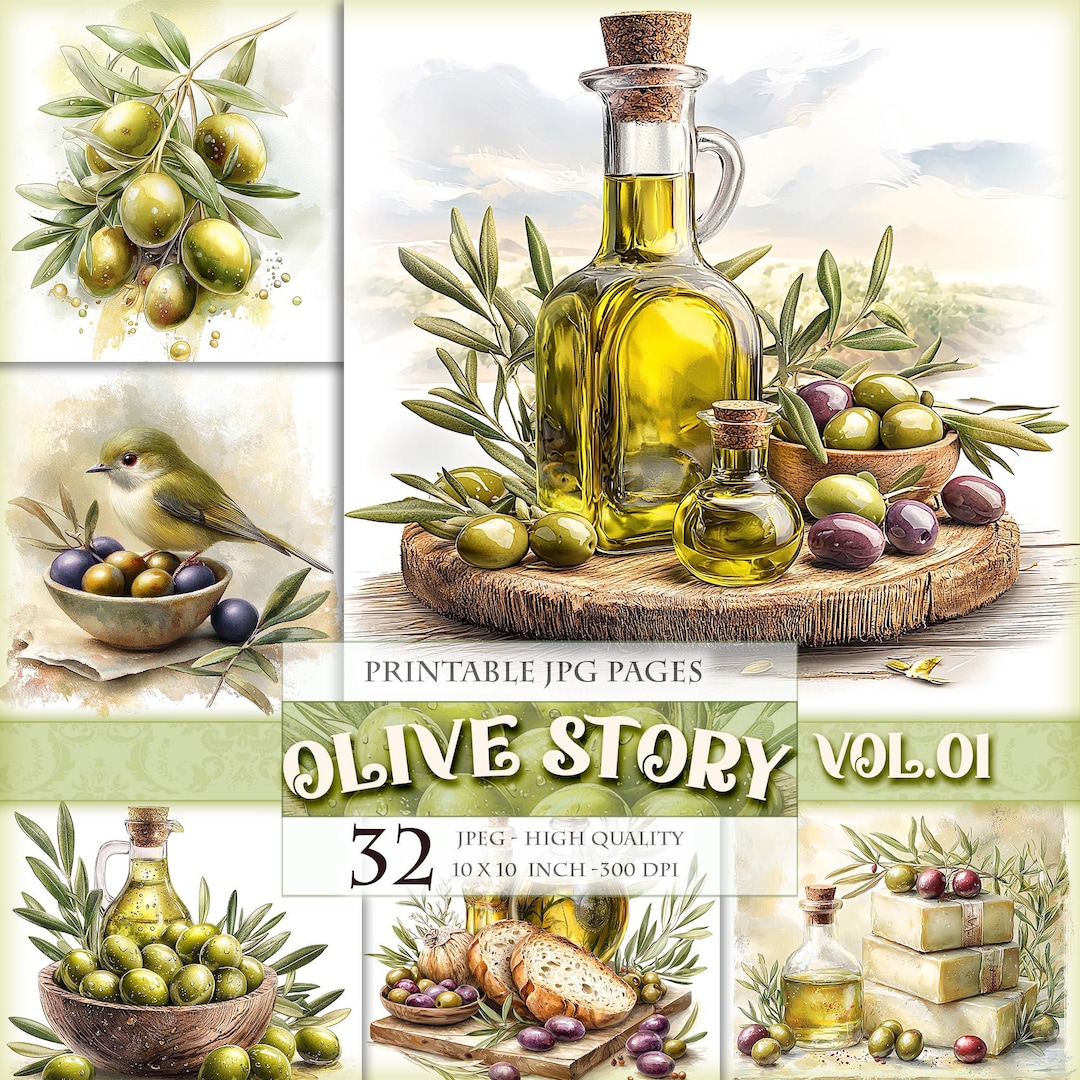 Olive Story Vol.01, Printable HQ 32 JPG Image, Olive Oil Harvest ...