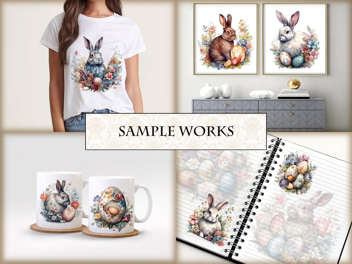 Bunny and Easter Eggs Watercolor Clipart Bundle HQ - Etsy