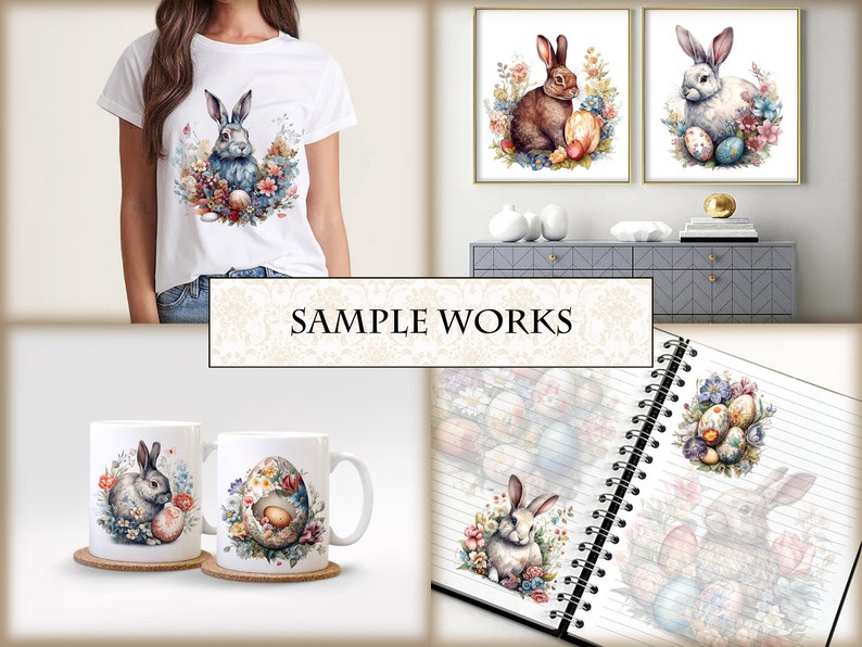 Bunny and Easter Eggs Watercolor Clipart Bundle HQ - Etsy