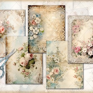 Grunge Lace Romantic Mixed Pages Vol.02, Watercolor Scrapbook Collage ...