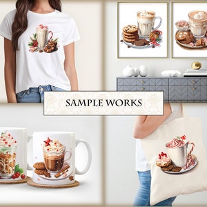Christmas Coffees, Watercolor Clipart Bundle, HQ Printable, PNG Format ...