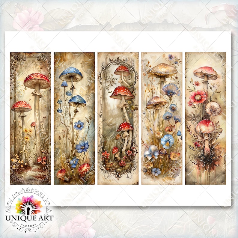 Fairytale Mushroom Bookmarks, 2x6,5 Inch 20 Bookmarks in 4 Printable ...