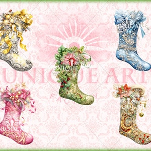 Christmas Stocking, Winter Themed Watercolor Clipart Bundle, HQ ...