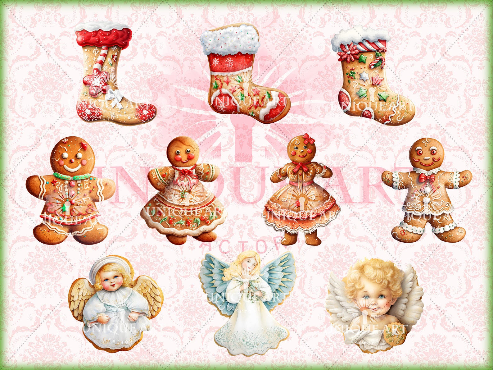 Christmas Cookies Gingerbread Man Winter Themed Watercolor - Etsy