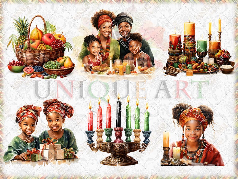 Kwanzaa, African American Heritage Celebration, Watercolor Clipart ...