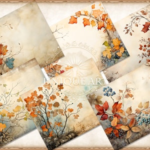 Autumn Leaves Vol.01 Watercolor Junk Journal Kit, 27 JPG 11X8,5 Inch ...