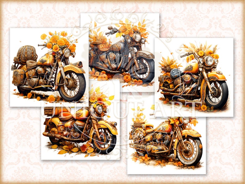 Autumn Motorcycles Classic Boho Style Motorcycle Watercolor - Etsy