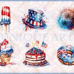 4th of July Party / Independence Day / Patriotic Watercolor Clipart ...