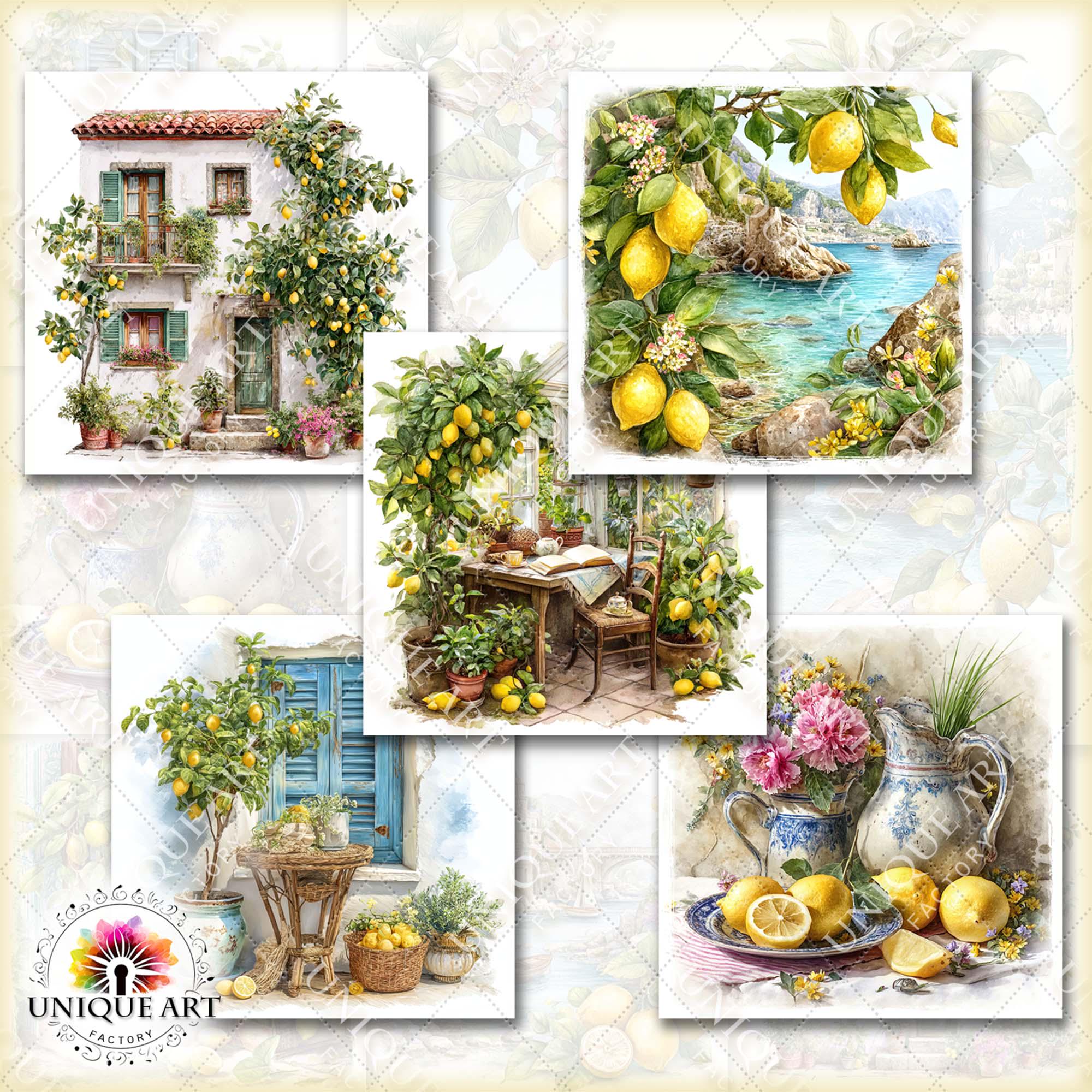 Lemon Landscapes Clipart Set, Printable 30 JPG Image, Amalfi ...