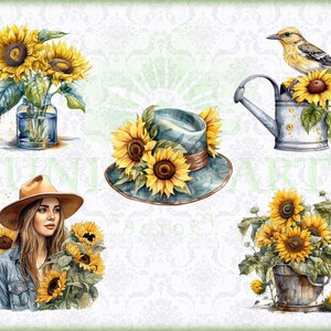 Sunflowers Watercolor Clipart Bundle HQ Printable PNG Format Instant ...