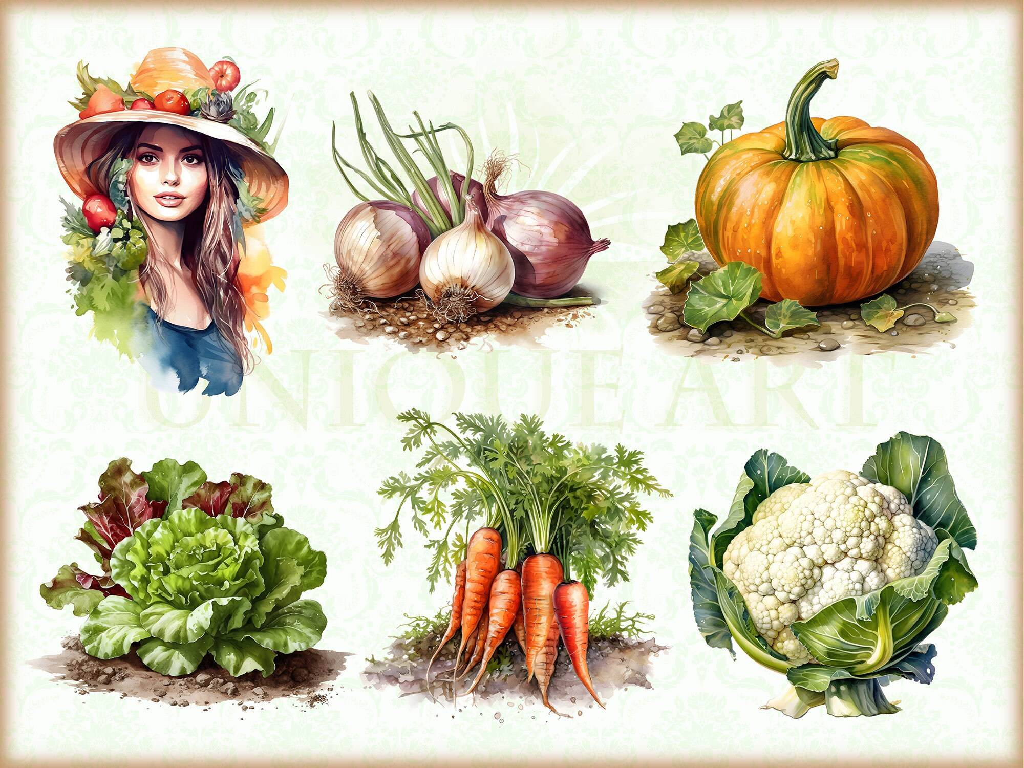 Vegetables Vol.01 Watercolor Clipart Bundle HQ Printable - Etsy
