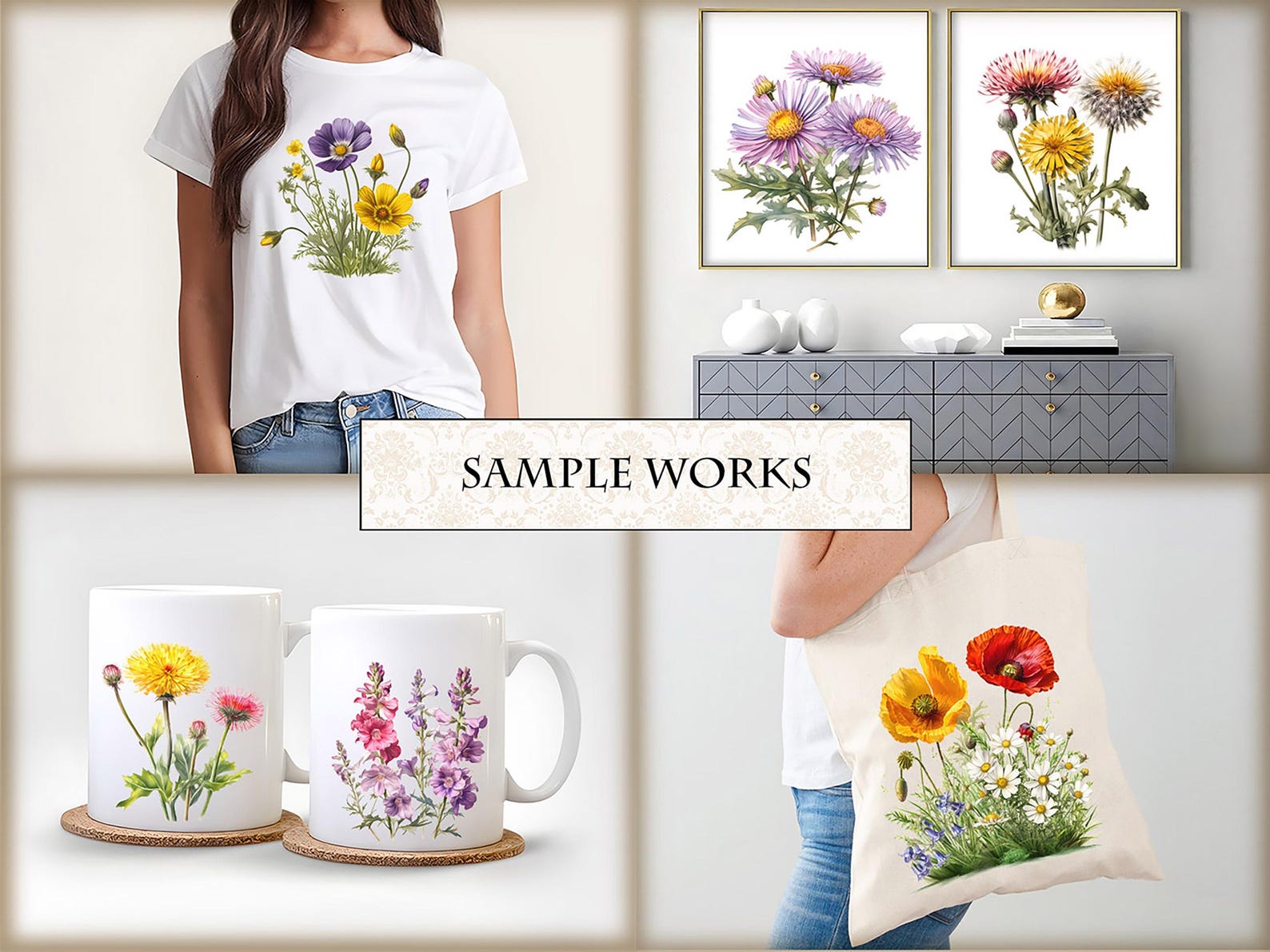 Spring Wildflower, Spring Themed Watercolor Clipart Bundle, Printable ...