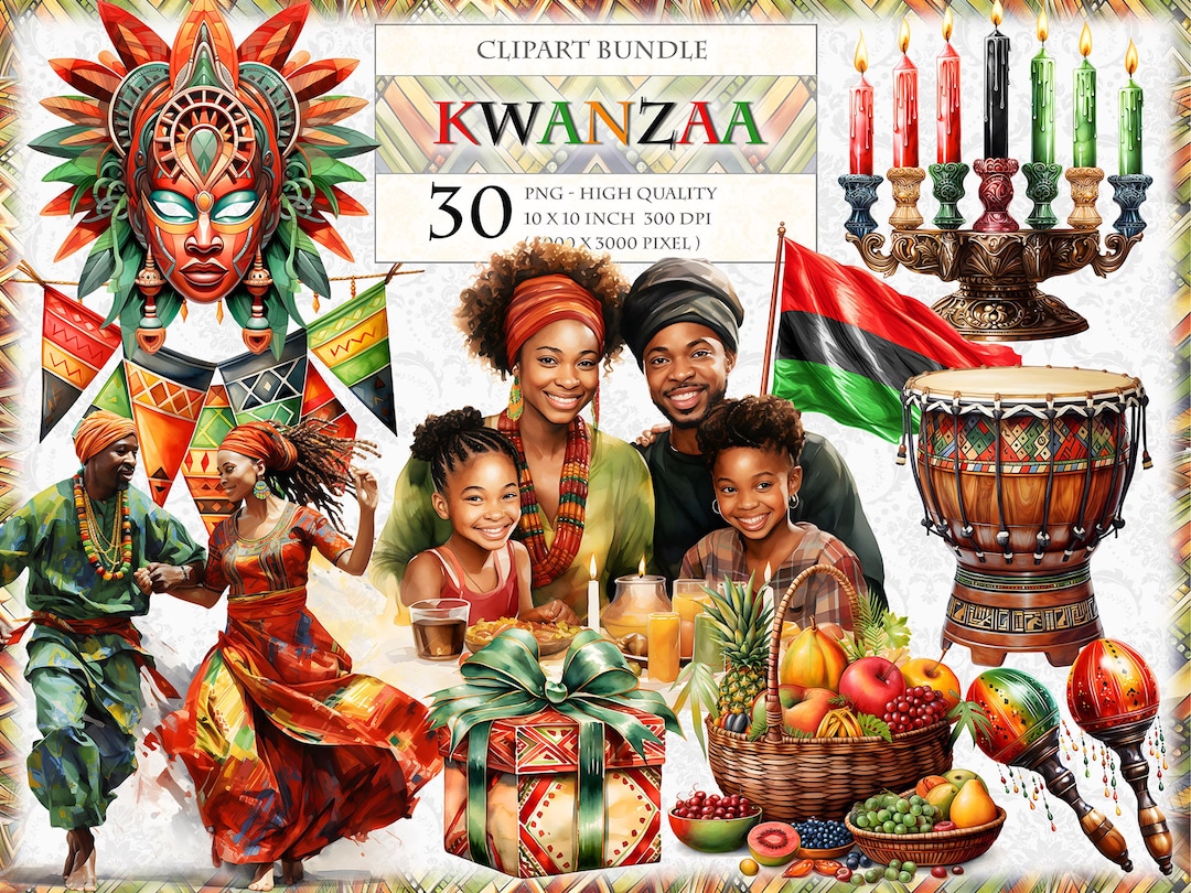 Kwanzaa, African American Heritage Celebration, Watercolor Clipart ...