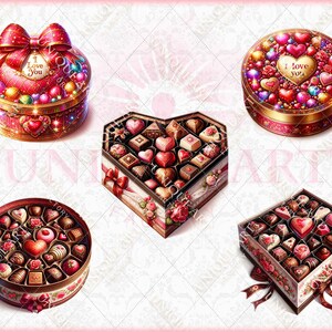 Valentine Chocolate Box, Watercolor Clipart Bundle, 20 HQ Printable ...