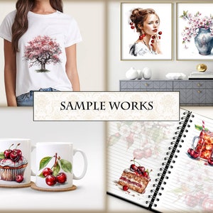 Cherry Love, Cherry Themed Watercolor Clipart Bundle, 25 HQ Printable ...