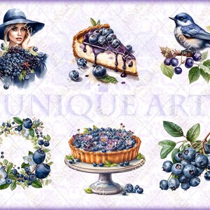 Blueberry Love Blueberry Themed Watercolor Clipart Bundle, HQ Printable ...