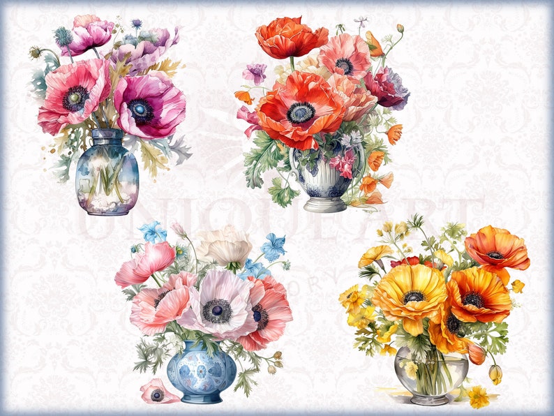 Poppy Flower in a Vase Poppies Flowers for Wedding - Etsy