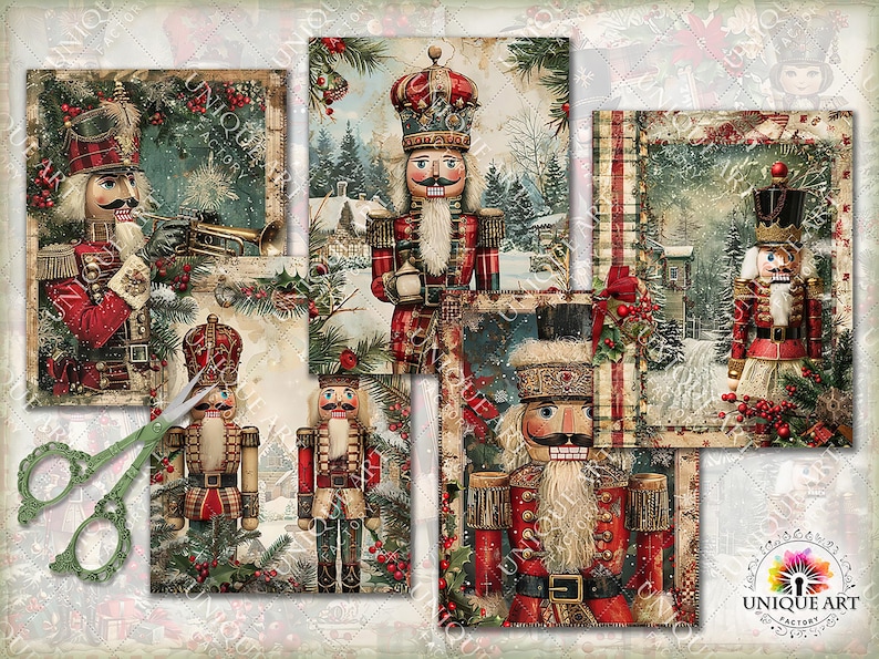 Christmas Vintage Nutcrackers, Digital Collage Sheet, Printable Pages ...