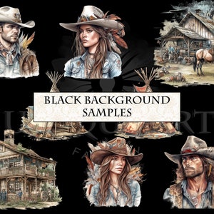 Western Texas Cowboy Ranch Boho Style Watercolor Clipart Bundlle HQ ...