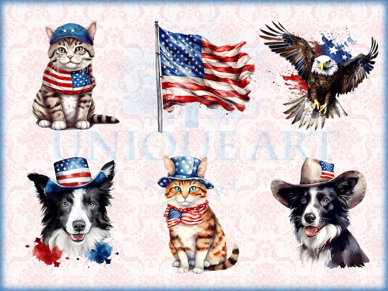 4th of July Animals / Independence Day / Patriotic - Etsy