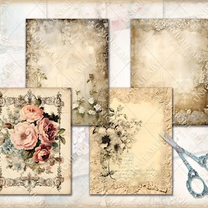 Grunge Lace Romantic Mixed Pages Vol.02, Watercolor Scrapbook Collage ...