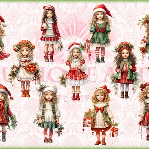 Christmas Holly Jolly Girl, Watercolor Clipart Bundle, 22 HQ Printable ...