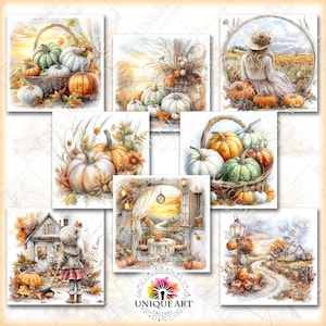 Autumn Season Printable 40 JPG Image, Whimsical Pumpkins, Fall ...
