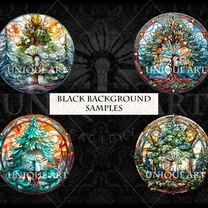 Christmas Stained Glass Trees, Watercolor Clipart Bundle, HQ Printable ...