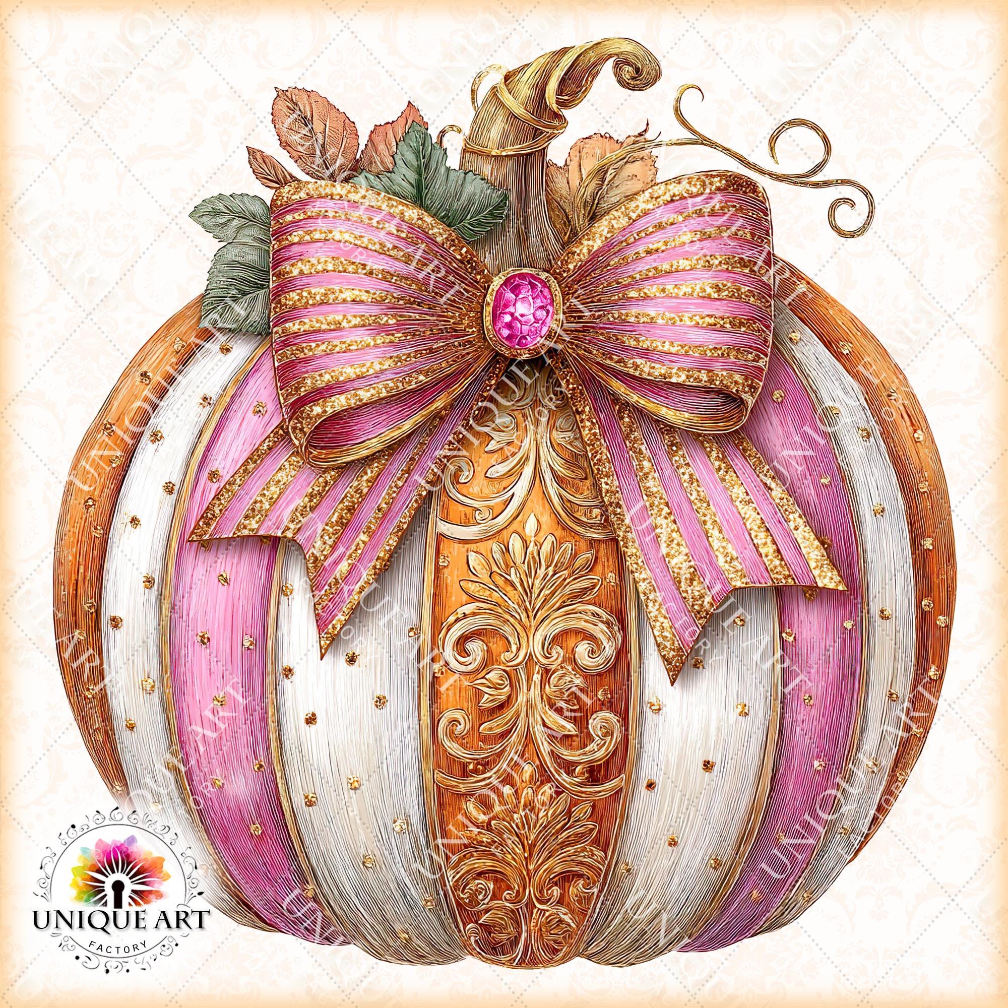 Striped Pumpkins Clipart Bundle, Fancy Fall PNG Images (instant ...