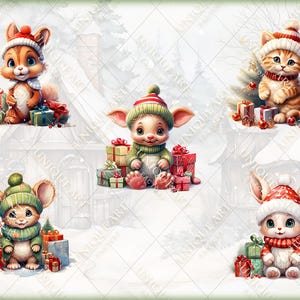 Christmas Baby Animals Vol.01, Watercolor Clipart Bundle, 20 HQ ...