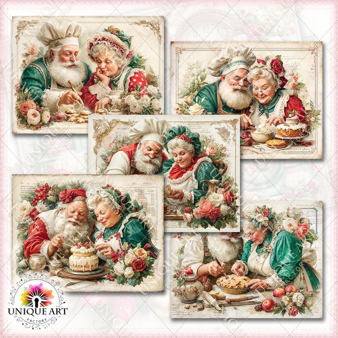 Christmas Mr and Mrs Claus' Kitchen, Printable 19 JPG Image, Cozzy ...