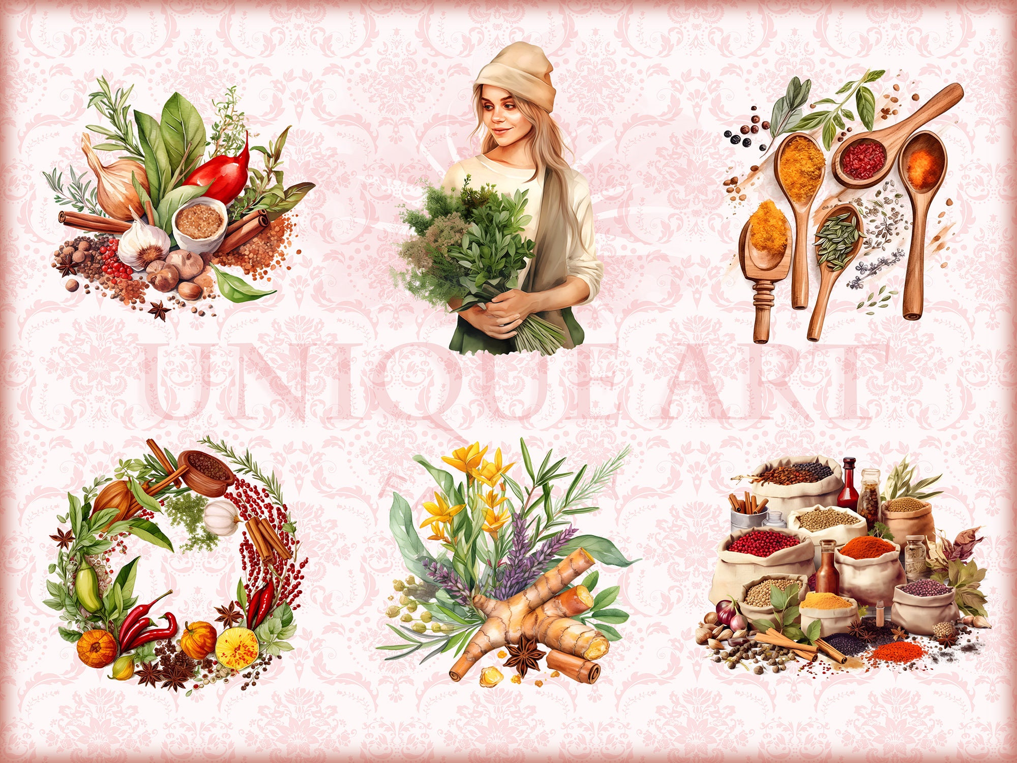 Spice and Herbs Watercolor Clipart Bundle HQ Printable PNG - Etsy